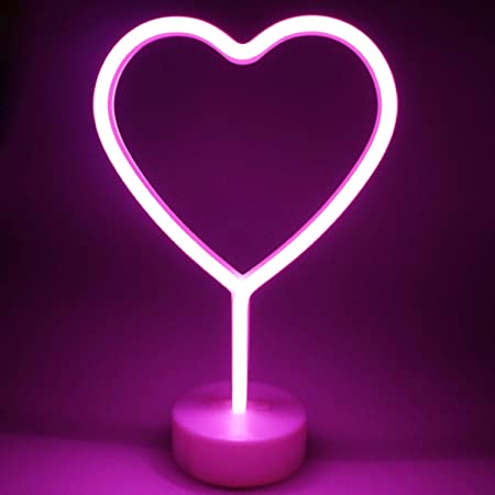 Heart LED Neon Lamp with Base | Aesthetic Decor Shop