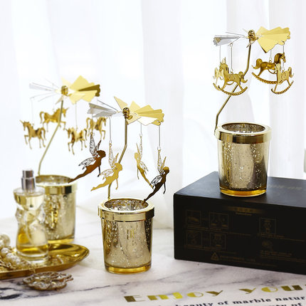 Golden Revolving Mobile Candle Holder | Aesthetic Decor Shop