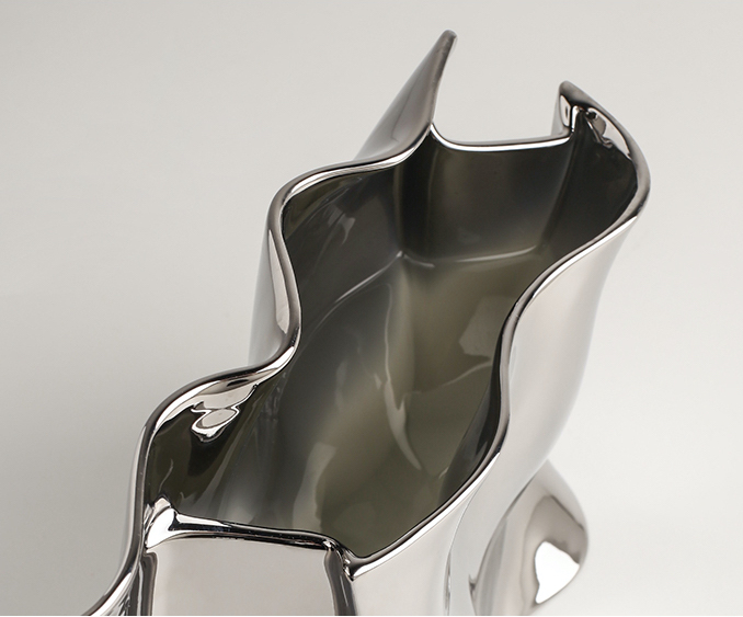 Irregular Silver Chrome Ceramic Vase | Aesthetic Decor Shop