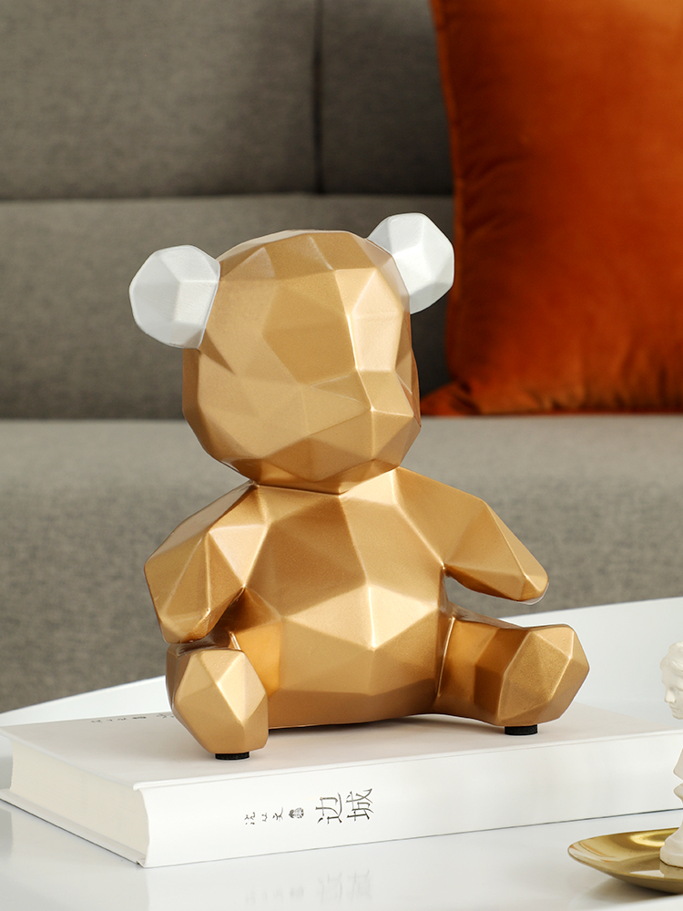 Geometric Texture Resin Teddy Bear Piggybank | Aesthetic Decor Shop
