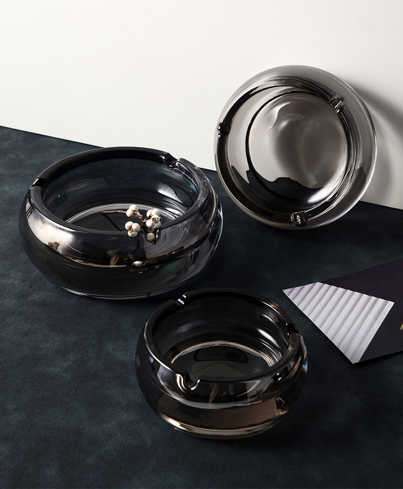 Glass Circular Black Ashtrays | Aesthetic Decor Shop