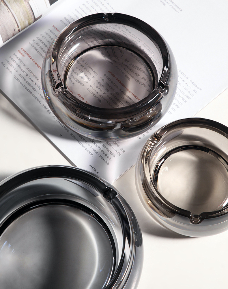 Glass Circular Black Ashtrays | Aesthetic Decor Shop
