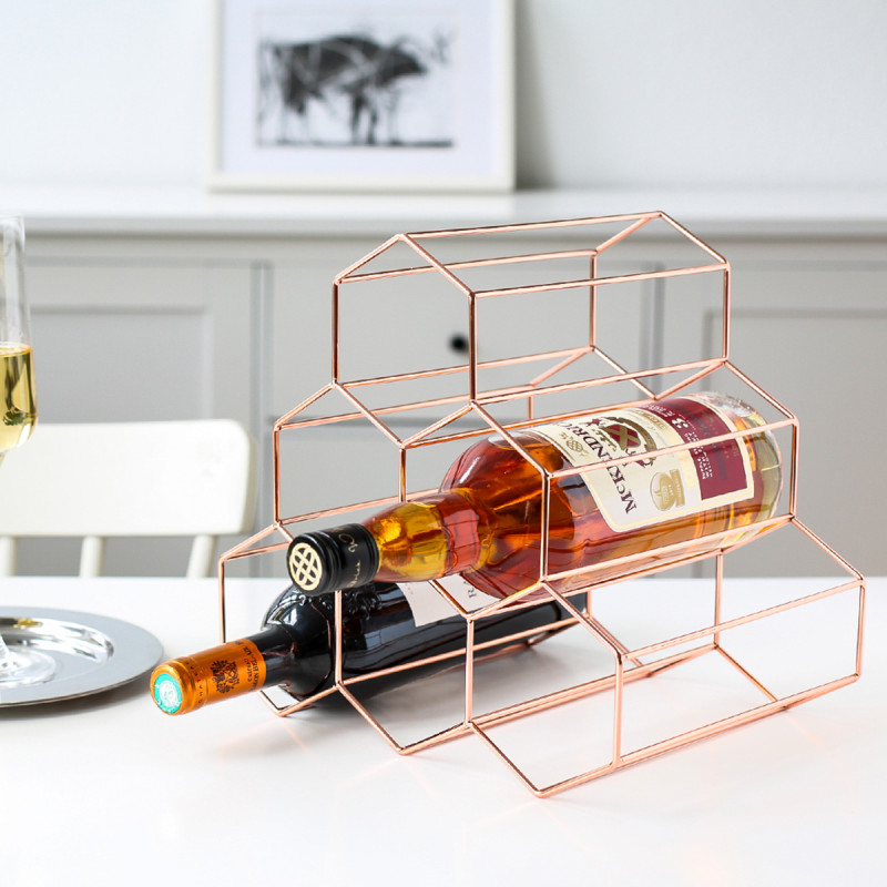 Gold Wire Honeycomb Wine Rack | Aesthetic Decor Shop