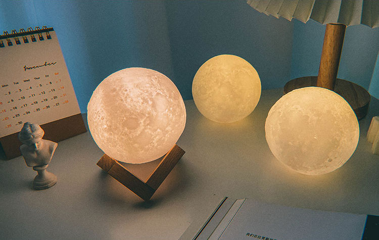 Lifelike Moon Lamp with Wooden Base | Aesthetic Decor Shop