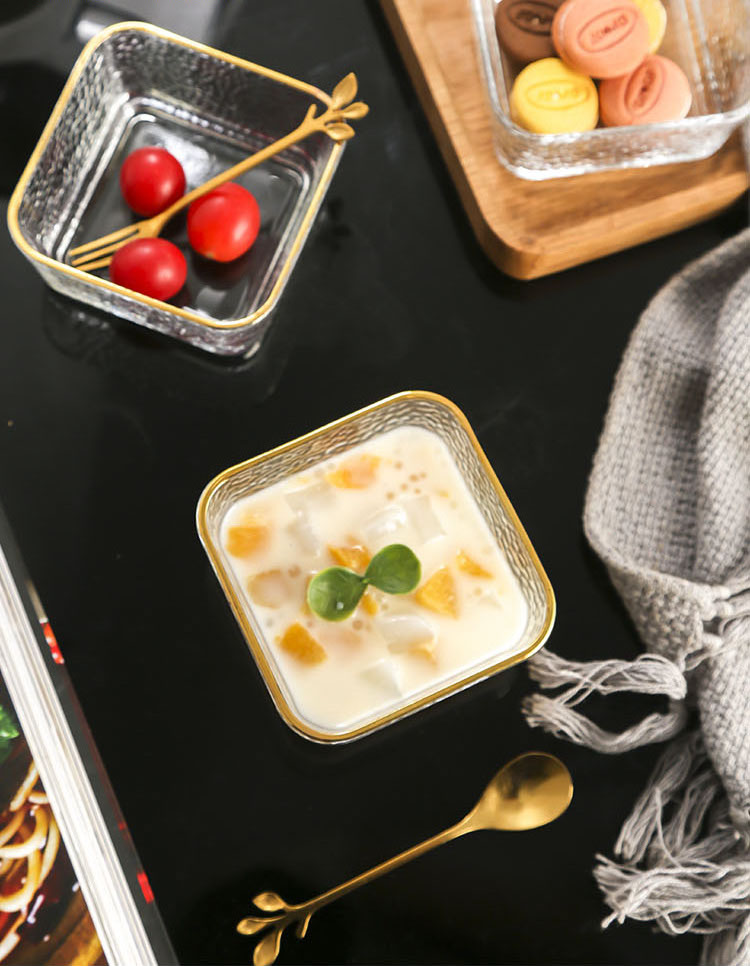 Water Textured Glass Dishes with Gold Rim | Aesthetic Decor Shop