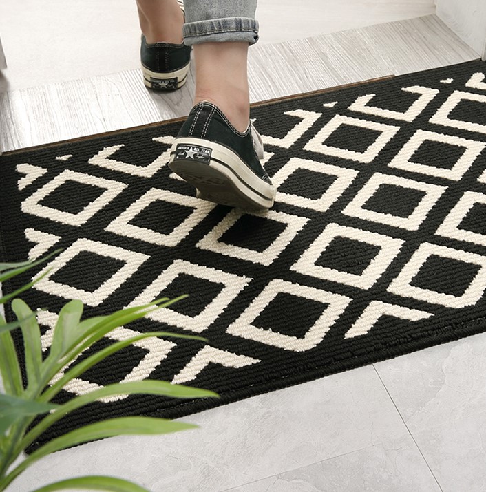 Black and White Rug with Harlequin Pattern | Aesthetic Decor Shop