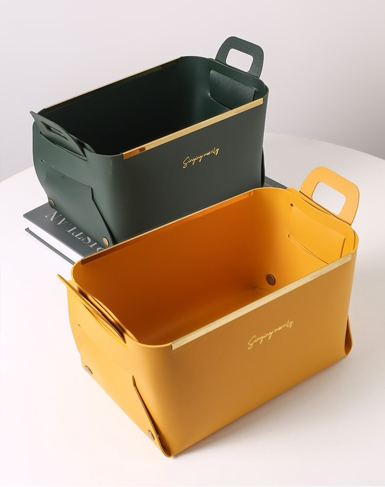 Foldable Leather Storage Caddy | Aesthetic Decor Shop
