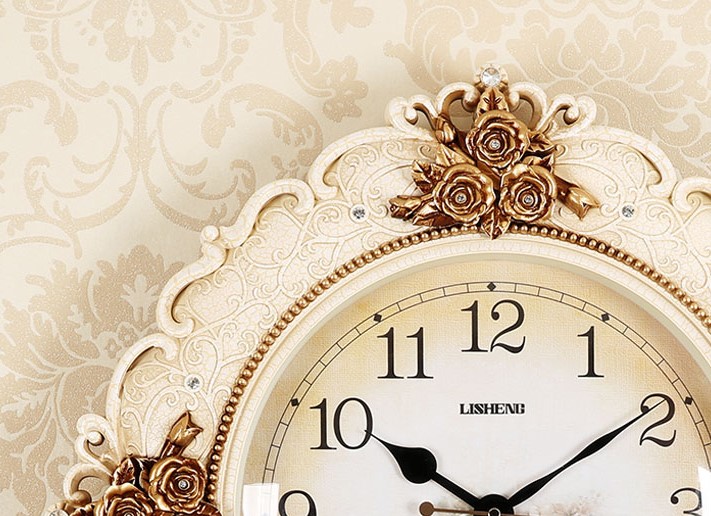 White Baroque Wall Clock with Golden Details | Aesthetic Decor Shop