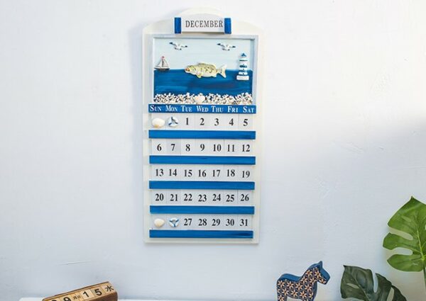 Wooden Ocean-Themed Wall-Hanged Calendar | Aesthetic Decor Shop