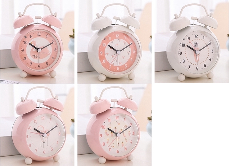 Pink and White Mini Round Alarm Clocks | Aesthetic Decor Shop