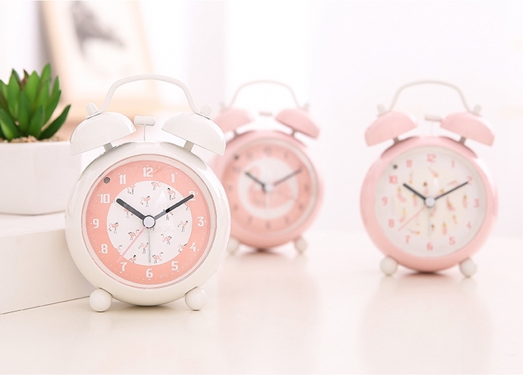 Pink and White Mini Round Alarm Clocks | Aesthetic Decor Shop