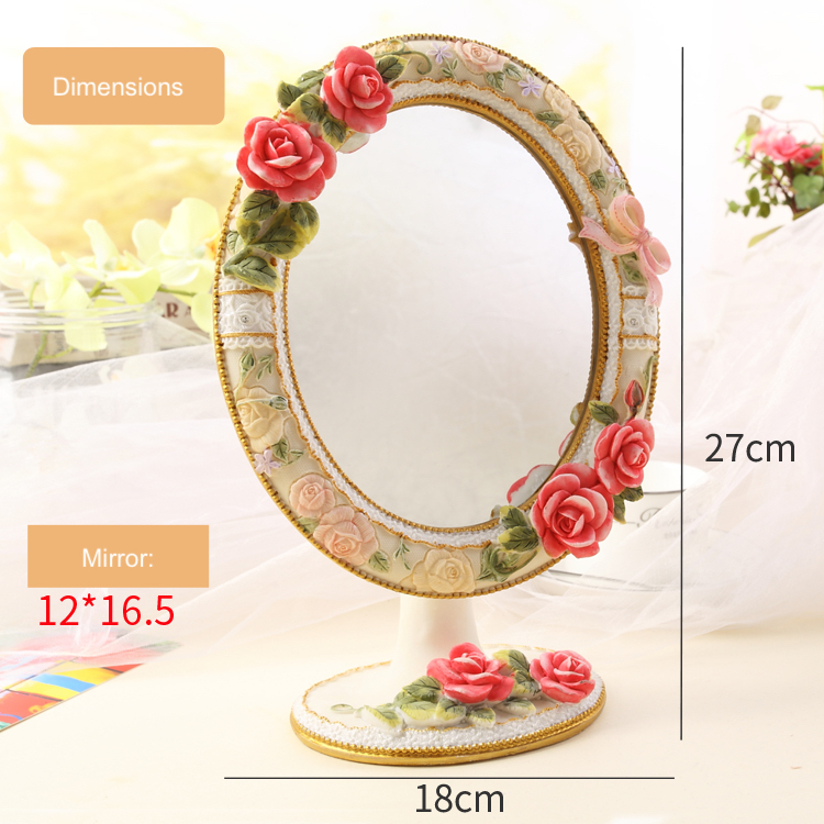 Vintage Floral Lace and Roses Oval Table Mirror | Aesthetic Decor Shop