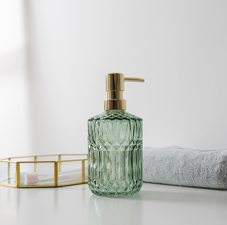 Patterned Glass Pump Bottle | Aesthetic Decor Shop