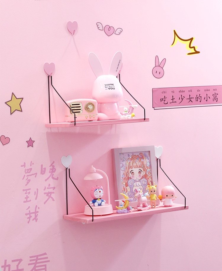 Pink Wooden Plank Wall Shelf | Aesthetic Decor Shop