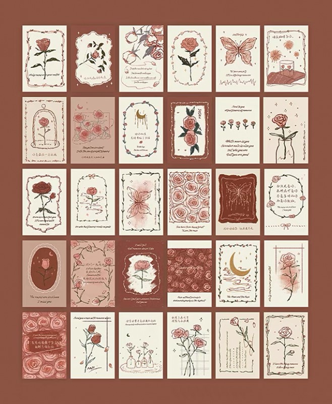 Rose Sketches Photocards | Aesthetic Decor Shop
